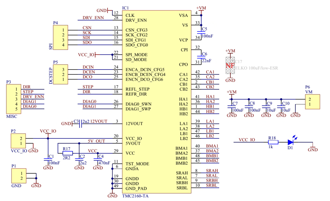 TMC2160-BOB: BiPolar Stepper, 3A @ 9 ~ 36V